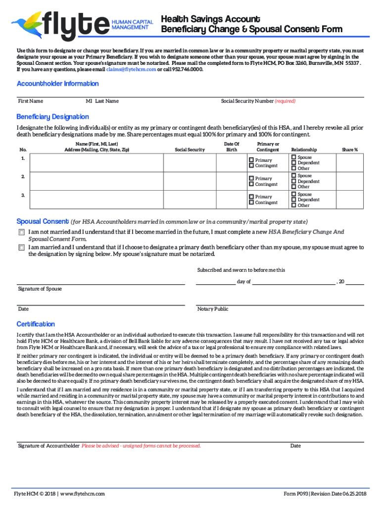 Fillable Online PDF HSA Designation of Beneficiary Form - HSA Bank Fax ...