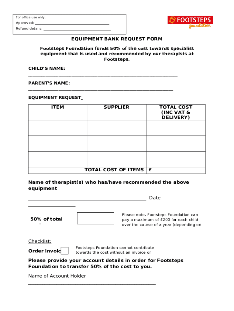 EQUIPMENT BANK REQUEST Doc Template | pdfFiller