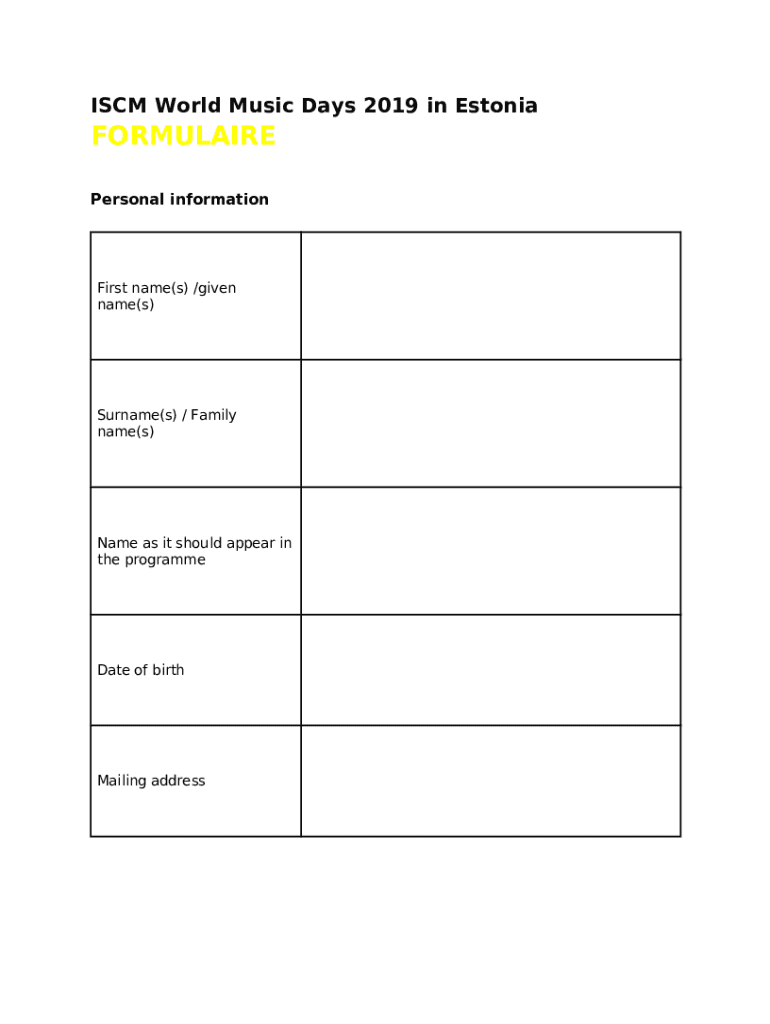 ISCM World Music Days 2019 in Estonia ULAIRE Personal ... Doc Template ...