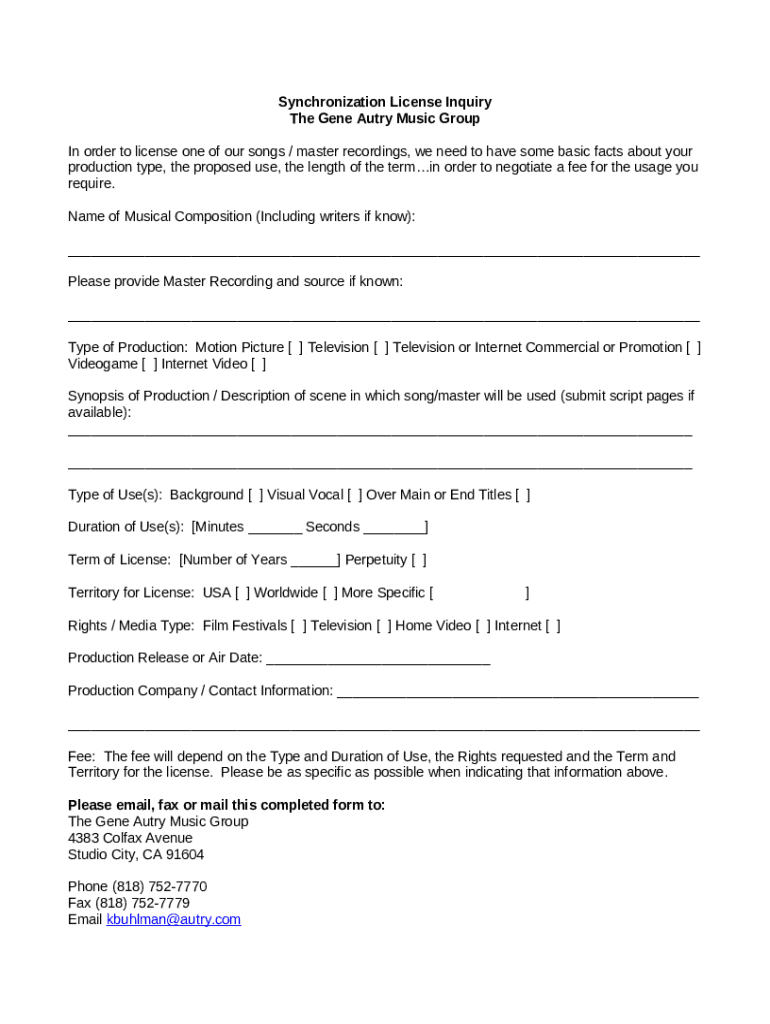Music Publishing And Licensing 101: Sync Licenses And Master ... Doc ...