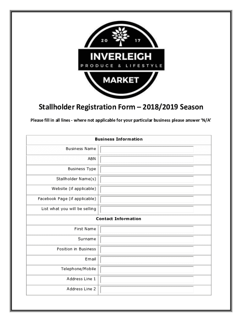 Fillable Online TemplaTe 13: STallholder FormS Fax Email Print - pdfFiller