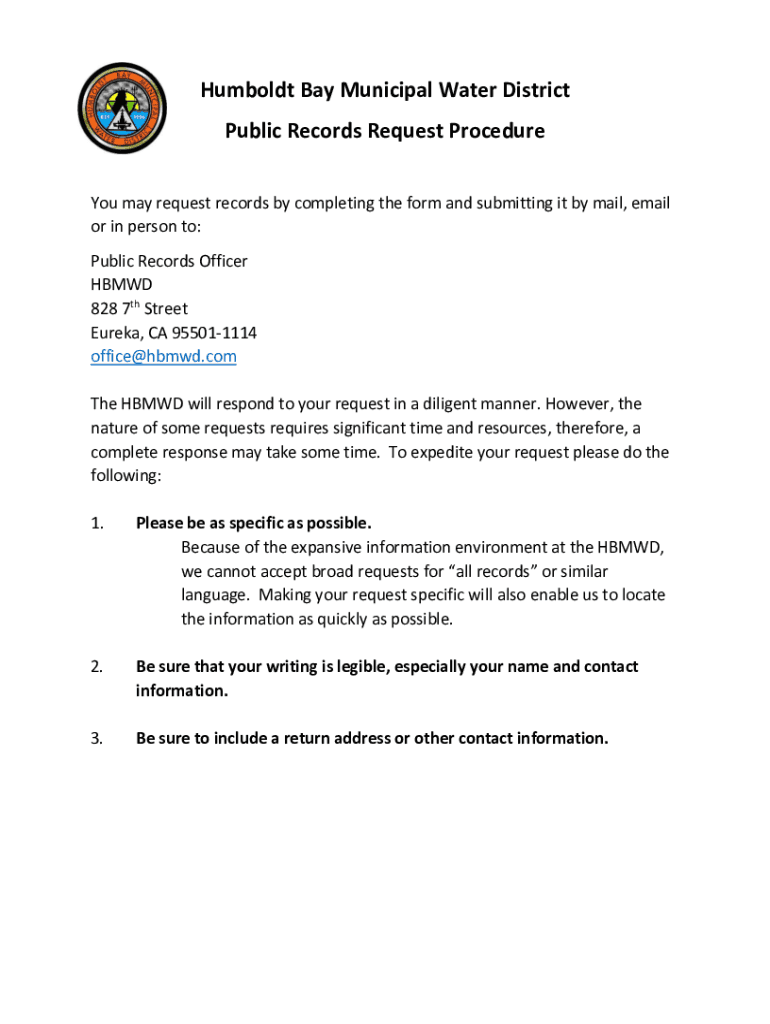 Fillable Online Public Records Act Request - Humboldt Bay Municipal ...