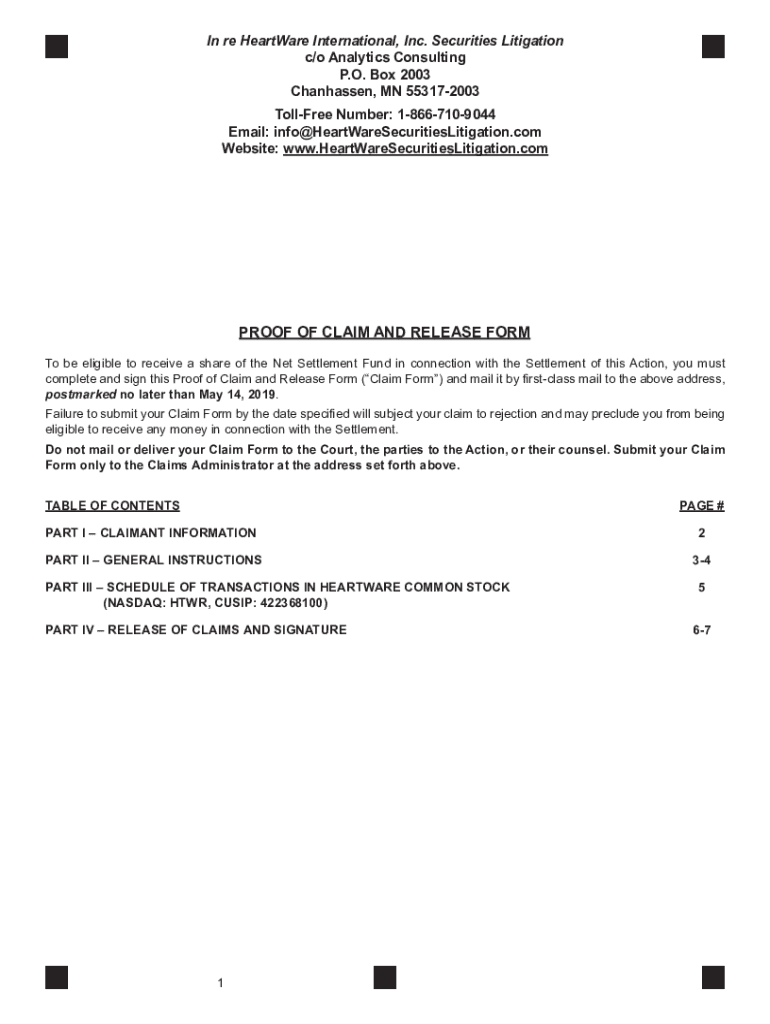 Fillable Online PDF PROOF OF CLAIM AND RELEASE FORM Fax Email Print ...