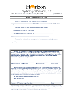 Fillable Online Health Care Coordination Form-revised Fax Email Print ...