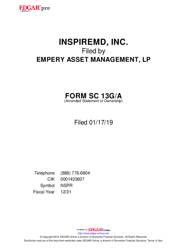 Fillable Online INSPIREMD, INC.. FORM SC 13G/A (Amended Statement of ...