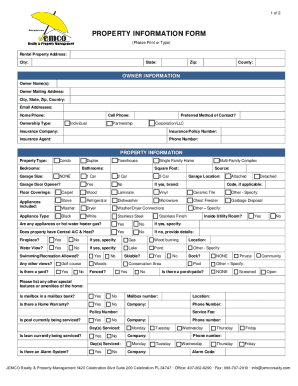 Fillable Online Redesigned Property Info 10-2014.docx. Property Info ...