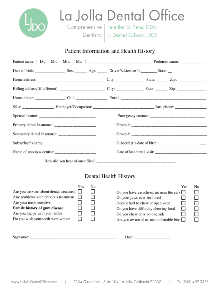 Fillable Online Printable New Patient Registration Form - Lernor Family ...