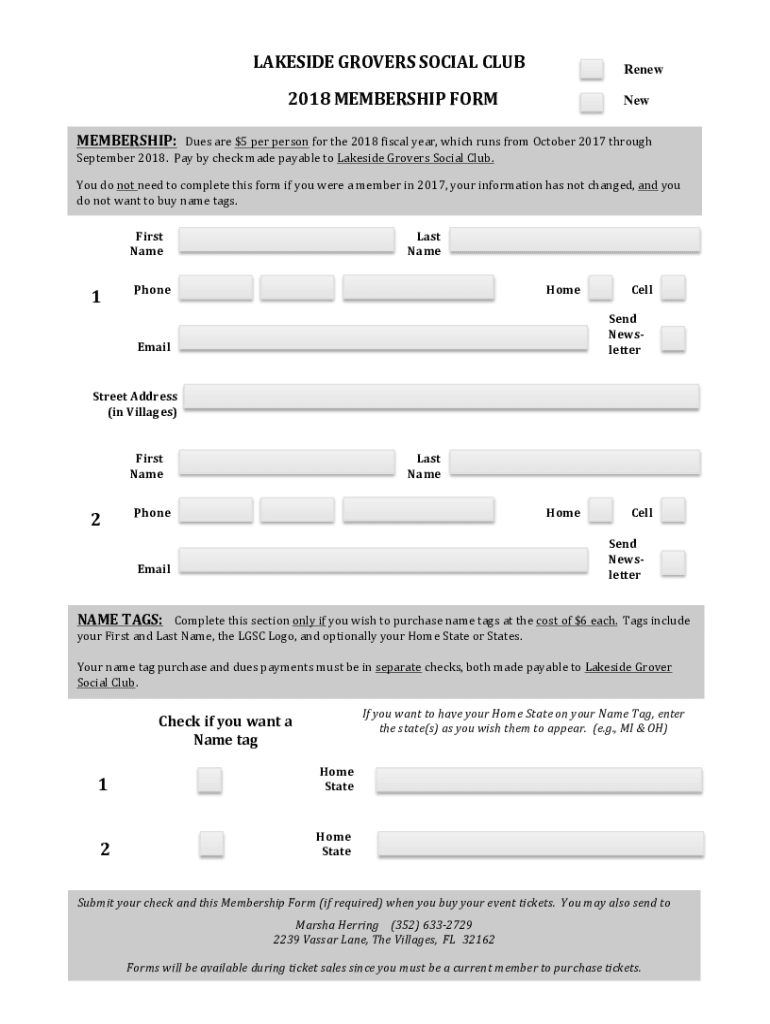 Fillable Online 2018 Membership Form V2 Fax Email Print PdfFiller Fillable Online 2018 Membership Form V2 Fax Email Print PdfFiller