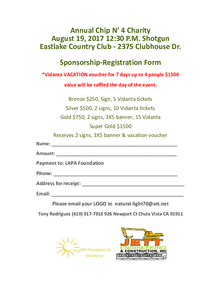Fillable Online Sponsorship Invitation EHTC's 32nd Annual Chipping for ...
