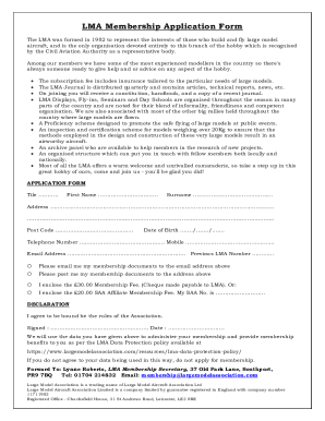 Fillable Online LMA Membership Application Form - Large Model ...
