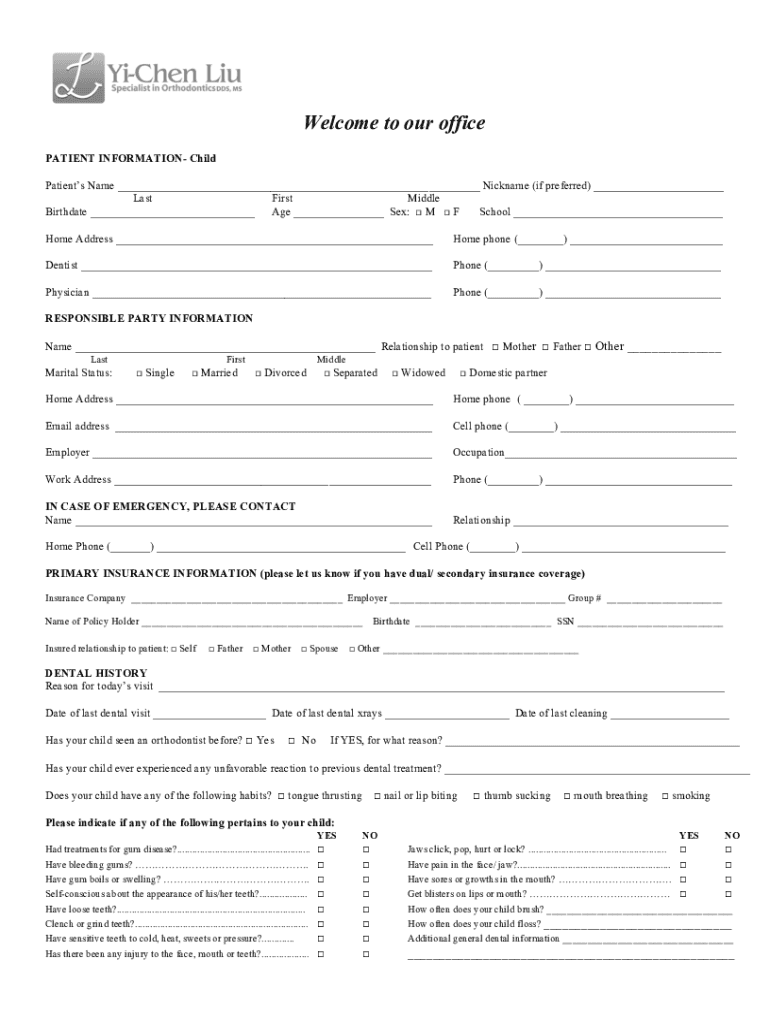 Fillable Online NEW PATIENTUPDATE DR: DATE: PATIENT ACCT. Fax Email ...