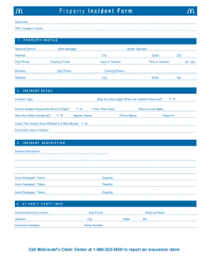 Fillable Online Property Incident Form Fax Email Print - pdfFiller