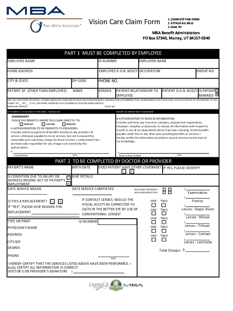 Fillable Online Pediatric Vision Claim Form - CT - Harvard Pilgrim ...
