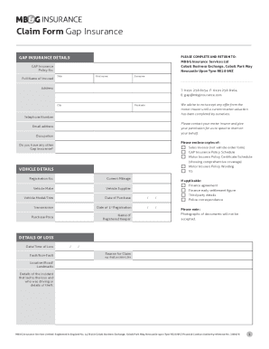 Fillable Online PDF Claim Form Gap Insurance - MB&G Direct Fax Email ...