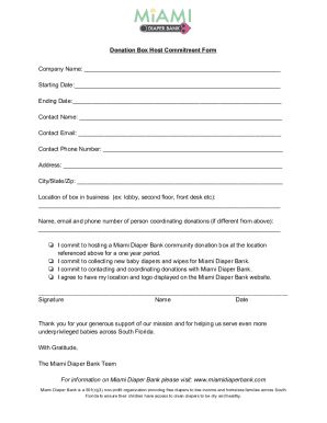 Fillable Online Donation Box Host Commitment Form Fax Email Print ...