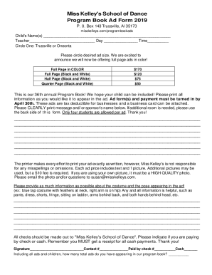Fillable Online Miss Kelley's School of Dance Fax Email Print - pdfFiller