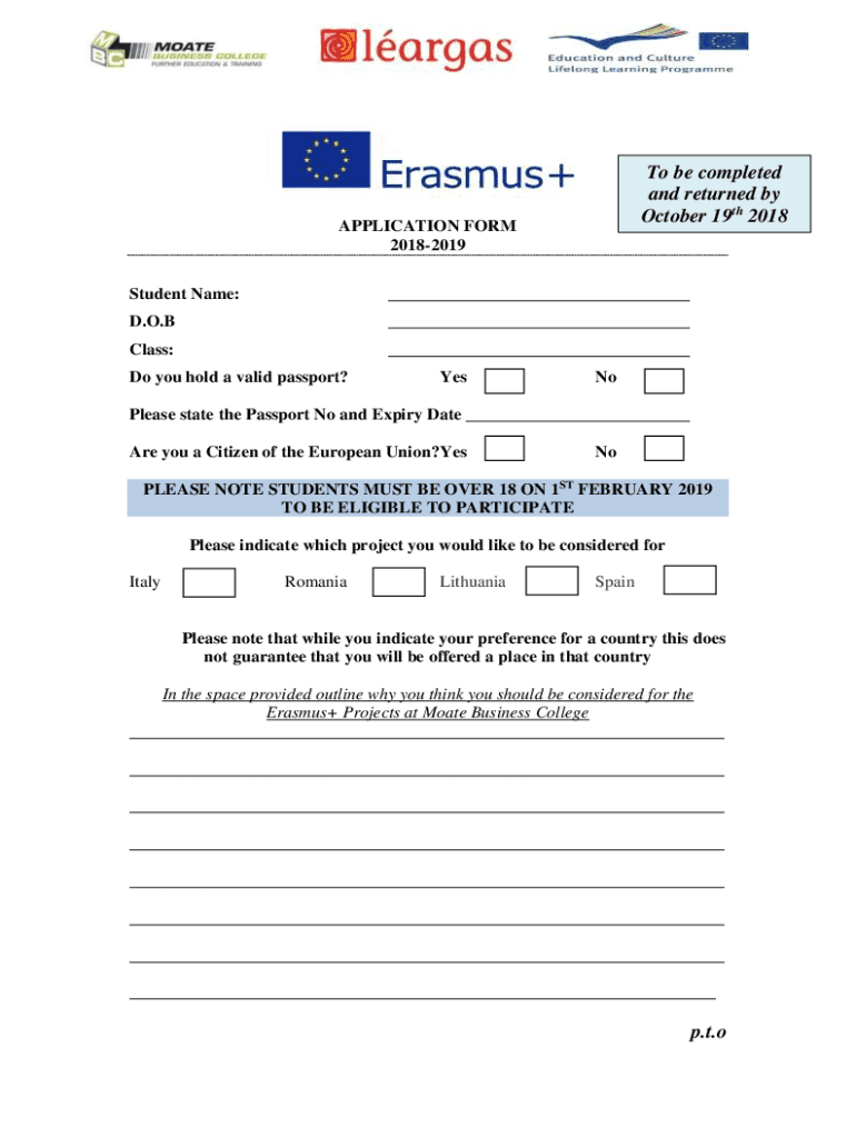 Fillable Online Erasmus is easy All you need is here Fax Email Print ...