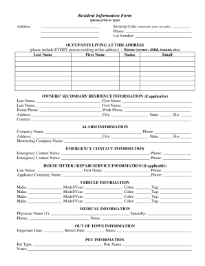 Fillable Online TR Resident Information Form Fax Email Print - pdfFiller