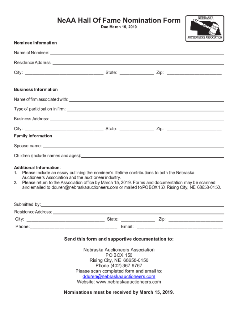 Fillable Online Hall of Fame Nomination Form - Ngin Fax Email Print - pdfFiller