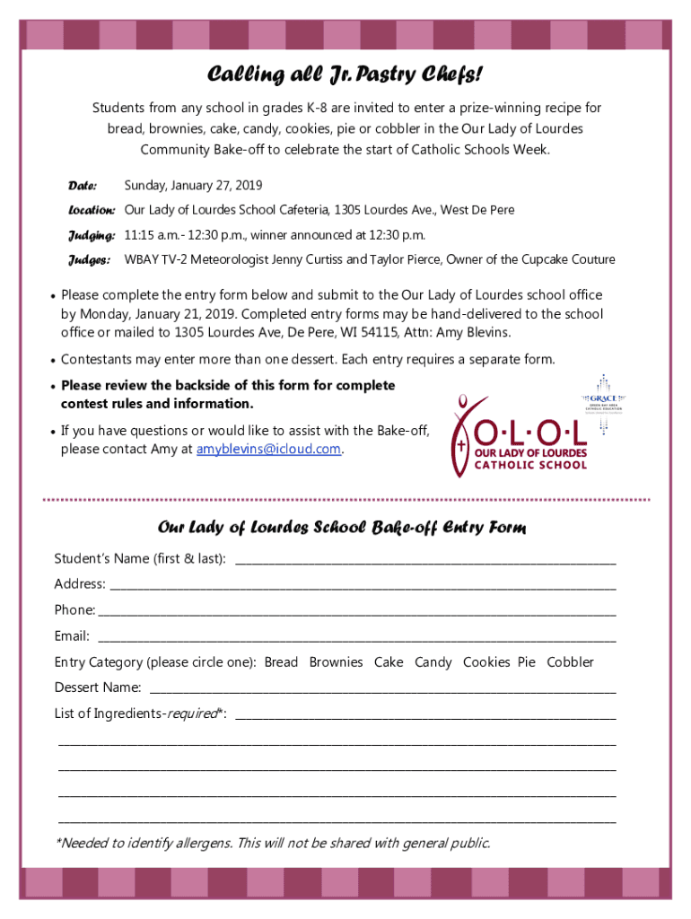 Fillable Online Bake Off Entry Form.pdf Fax Email Print - pdfFiller