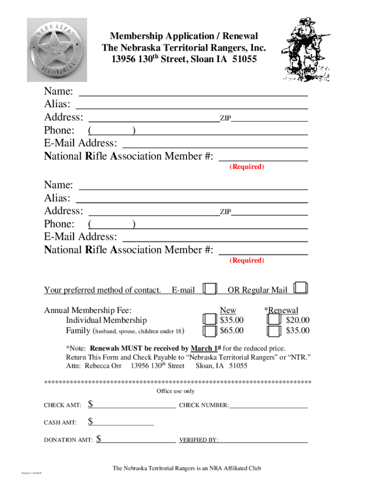 Fillable Online The Nebraska Territorial Rangers, Inc Fax Email Print ...