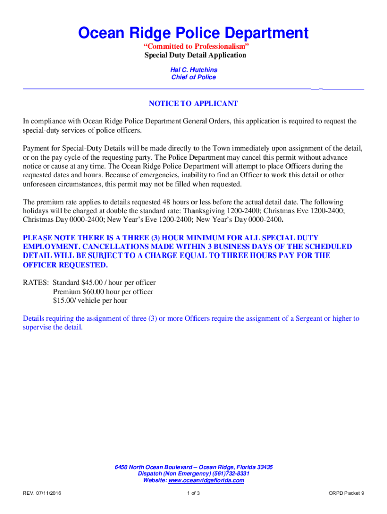 Fillable Online Ocean Ridge Police Department Fax Email Print - pdfFiller
