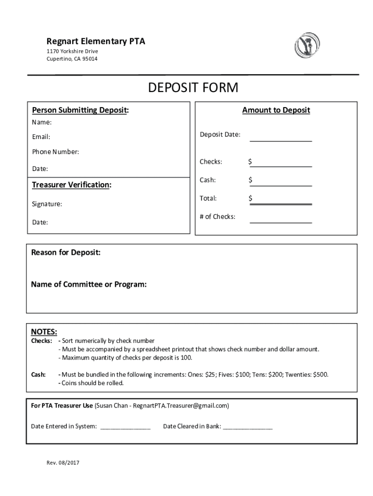 Fillable Online Deposit Worksheet - Check/Cash Receipts Form Kingston ...