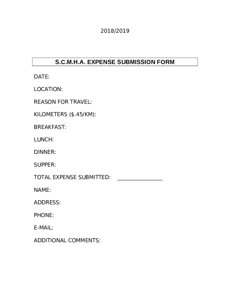 SCMHA EXPENSE SUBMISSION Doc Template | pdfFiller