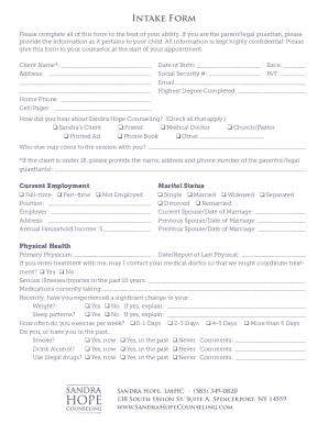 Fillable Online The Counseling Intake Process: What Counselors Need to ...