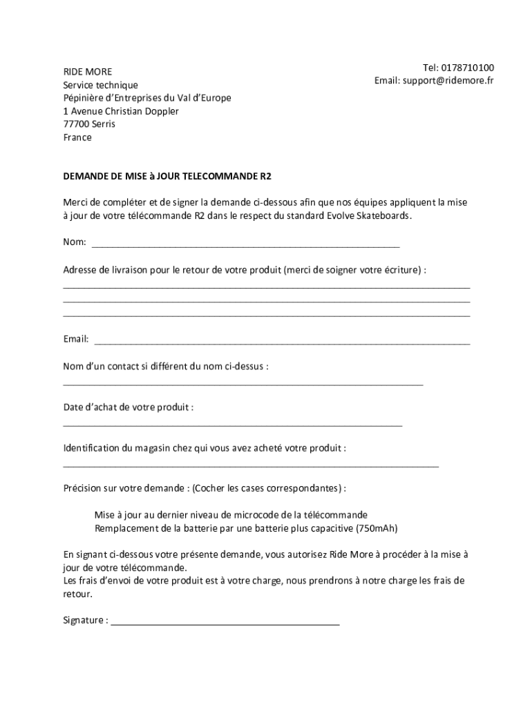 Fillable Online R2 Remote update form FR.docx Fax Email Print - pdfFiller