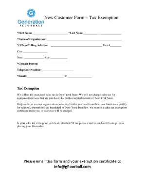 Fillable Online New Customer Form Tax Exemption Fax Email Print - pdfFiller