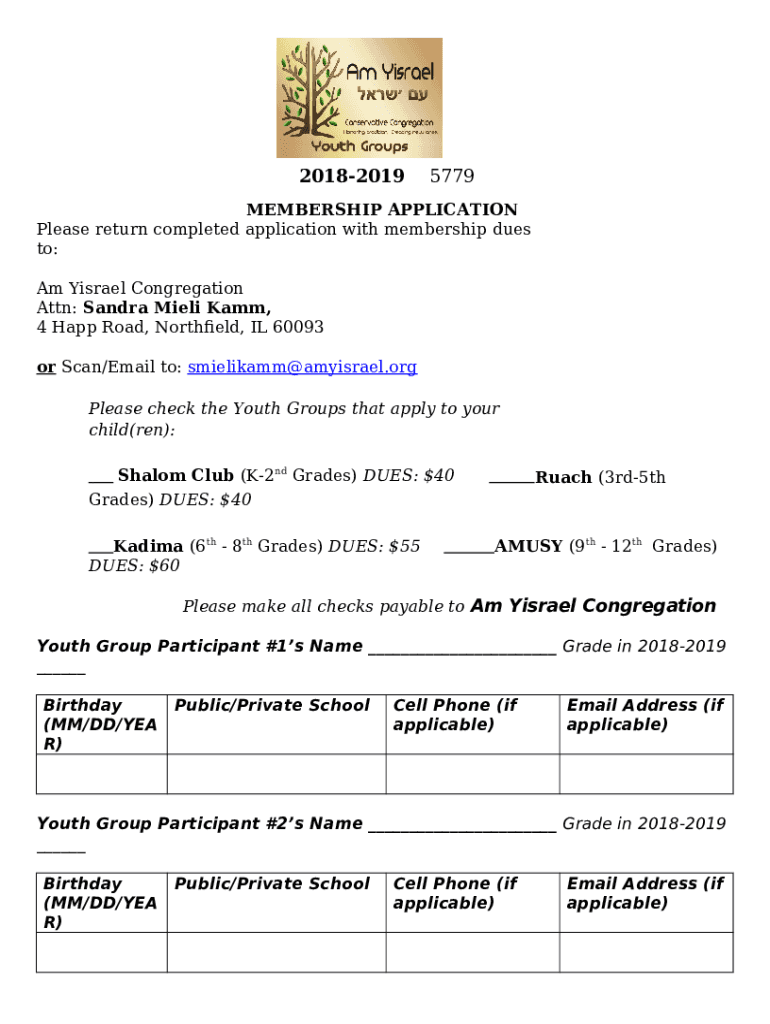 Am Yisrael Congregation - images.shulcloud.com Doc Template | pdfFiller