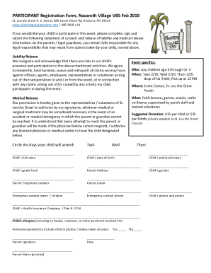Fillable Online VBS Participant Registration Form - Winter 2019.docx ...