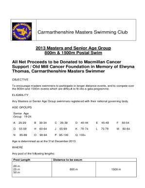 Fillable Online List of Masters world records in swimming - Wikipedia ...