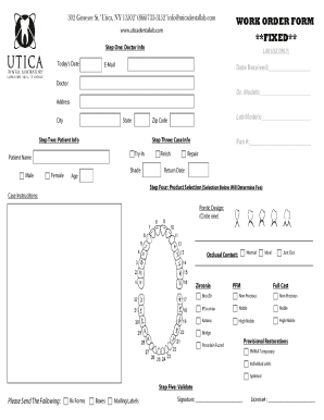 Fillable Online WORK ORDER FORM **IMPLANT FIXED** - Utica Dental Lab ...