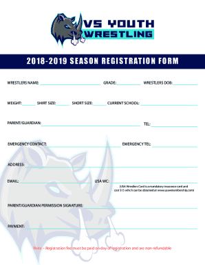 Fillable Online 2018-2019-wrestling-registration-form Fax Email Print ...