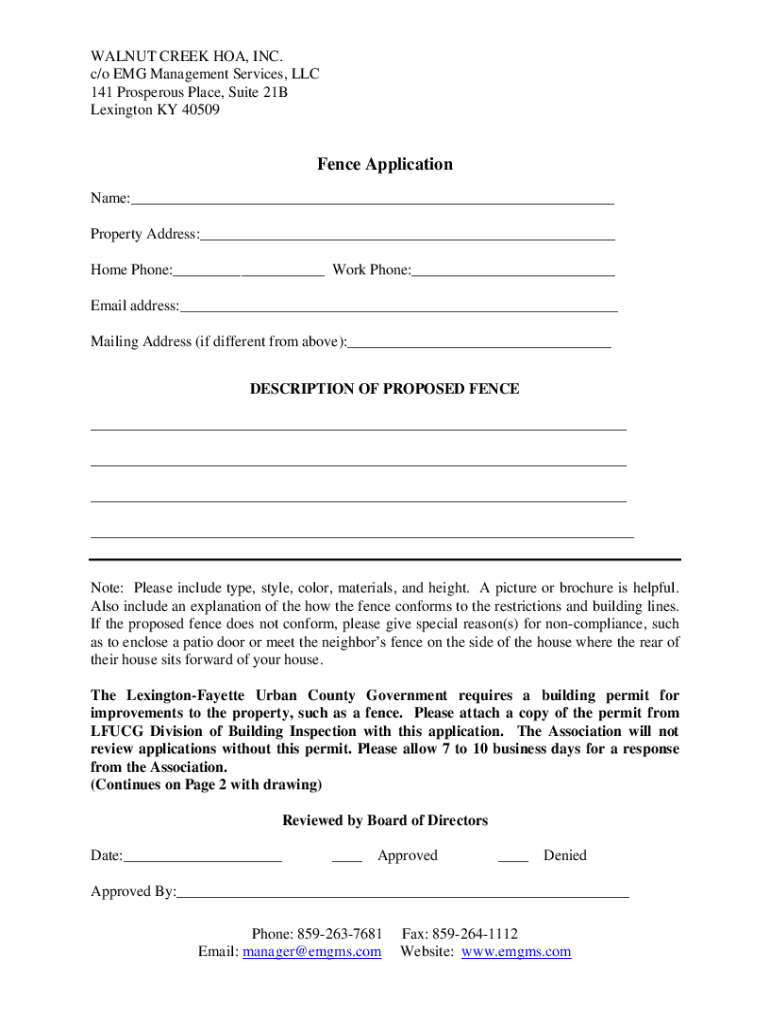 Fillable Online WC Fence Application Form.doc Fax Email Print - pdfFiller