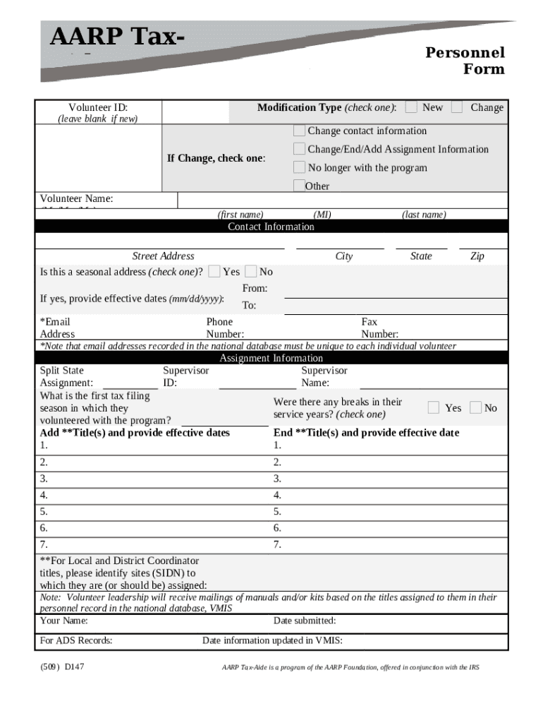 AARP TAX AIDE PERSONNEL Assets Aarp Doc Template PdfFiller