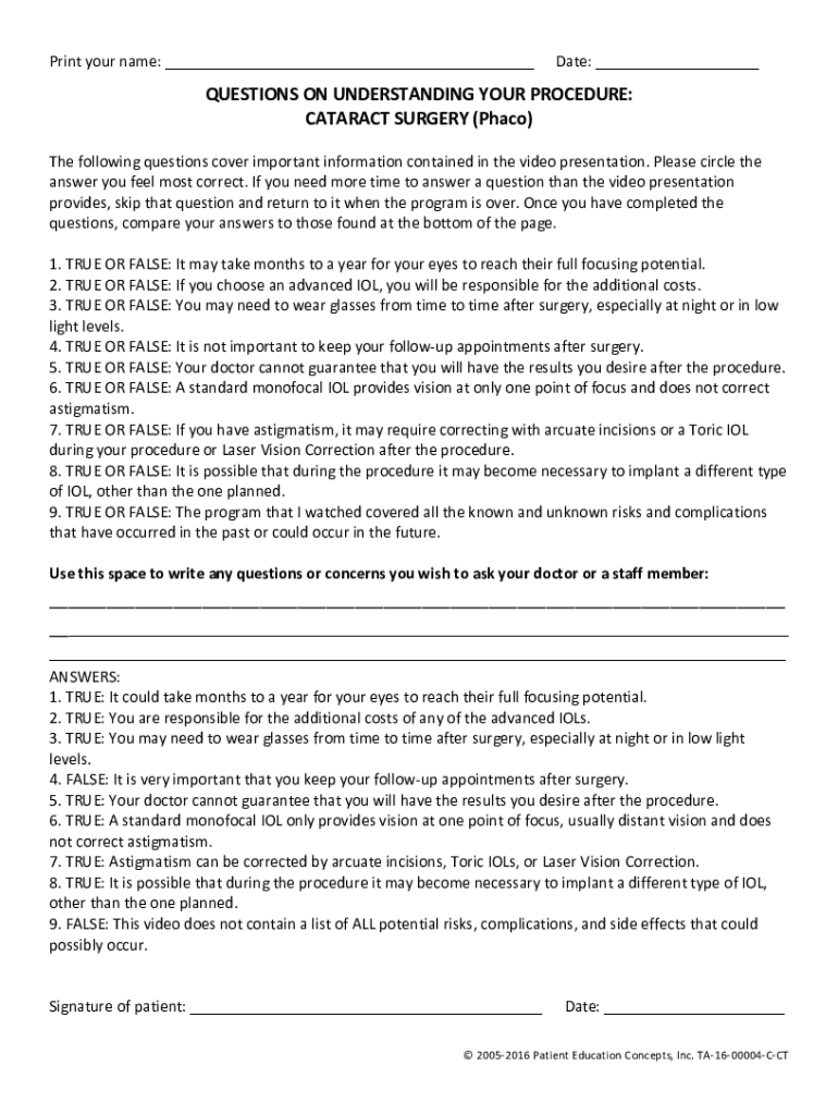 Fillable Online 7 Questions to Ask Your Surgeon Before Cataract Surgery ...