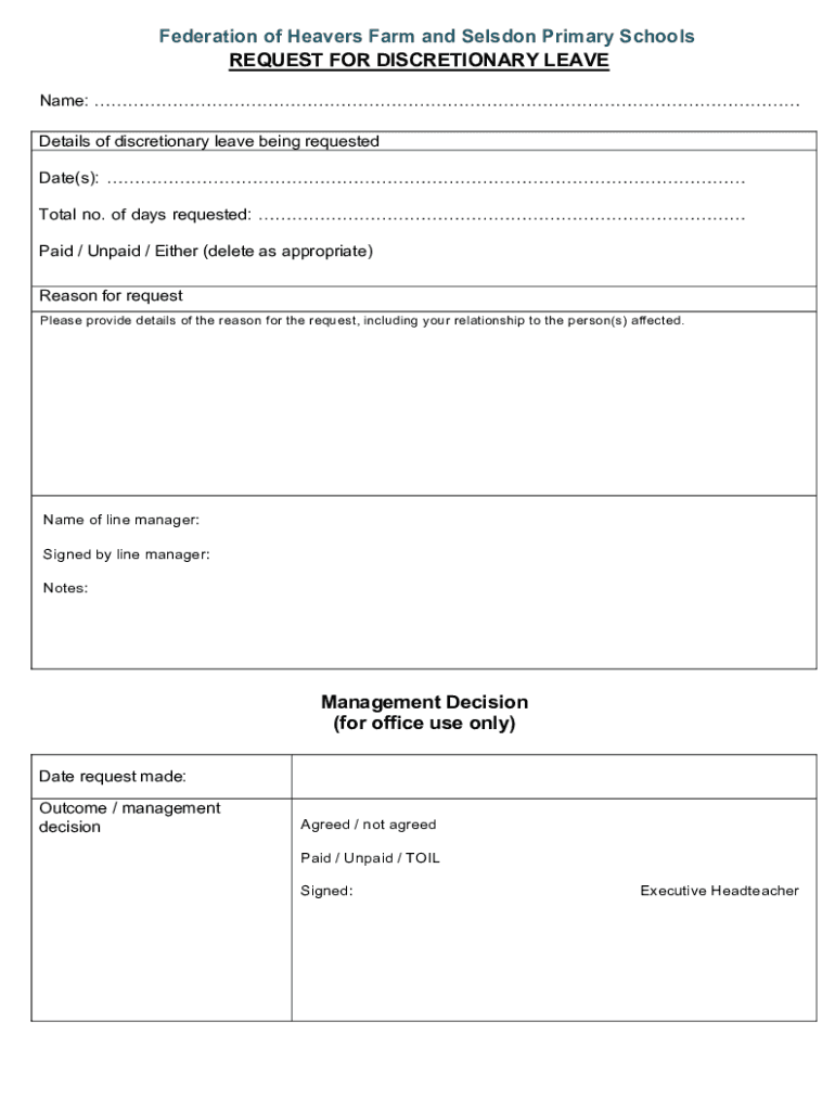 Fillable Online Staff Special Leave Request Form 2017.docx Fax Email ...