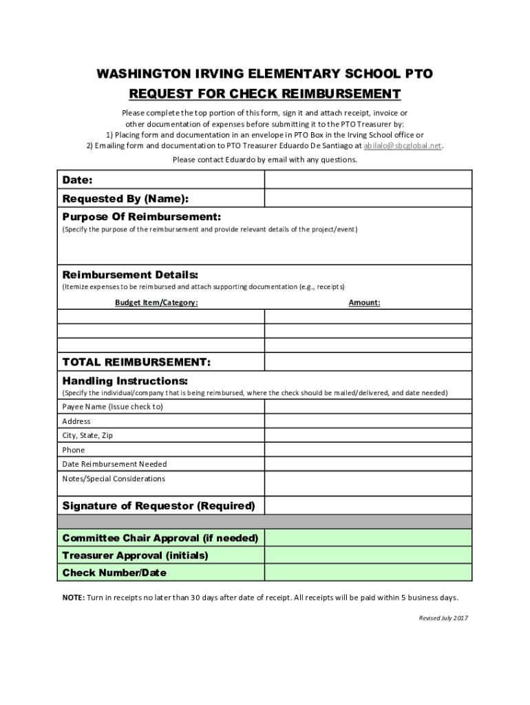 Fillable Online GES PTO Deposit/Reimbursement Forms GREENSVIEW ...