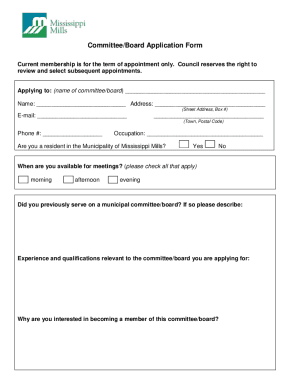 Fillable Online Municipality of Mississippi Mills - Committee/Board ...