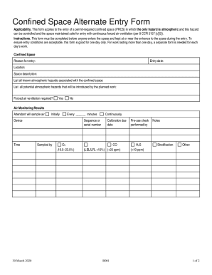 Fillable Online www-group slac stanford Confined Space Alternate Entry ...