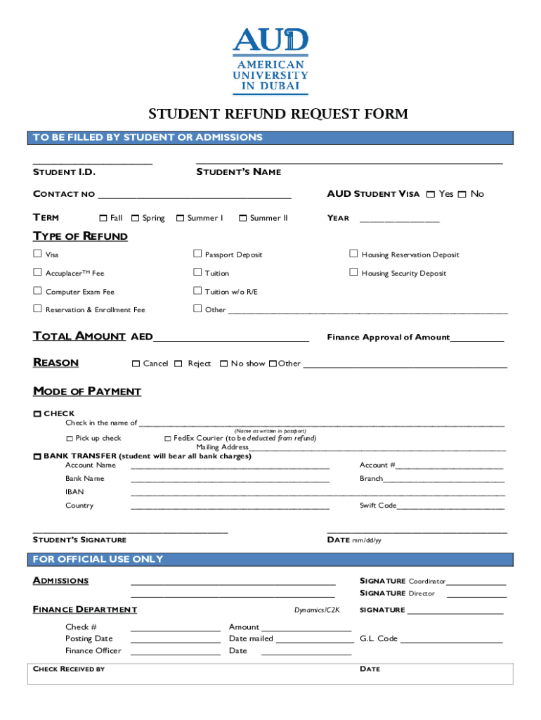 Fillable Online REFUND REQUEST FORM - crowncollege.edu.au Fax Email ...
