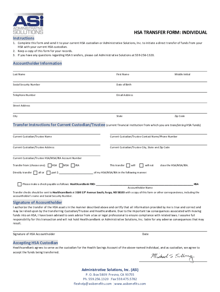Fillable Online Health Equity Hsa Transfer Form Fax Email Print - pdfFiller