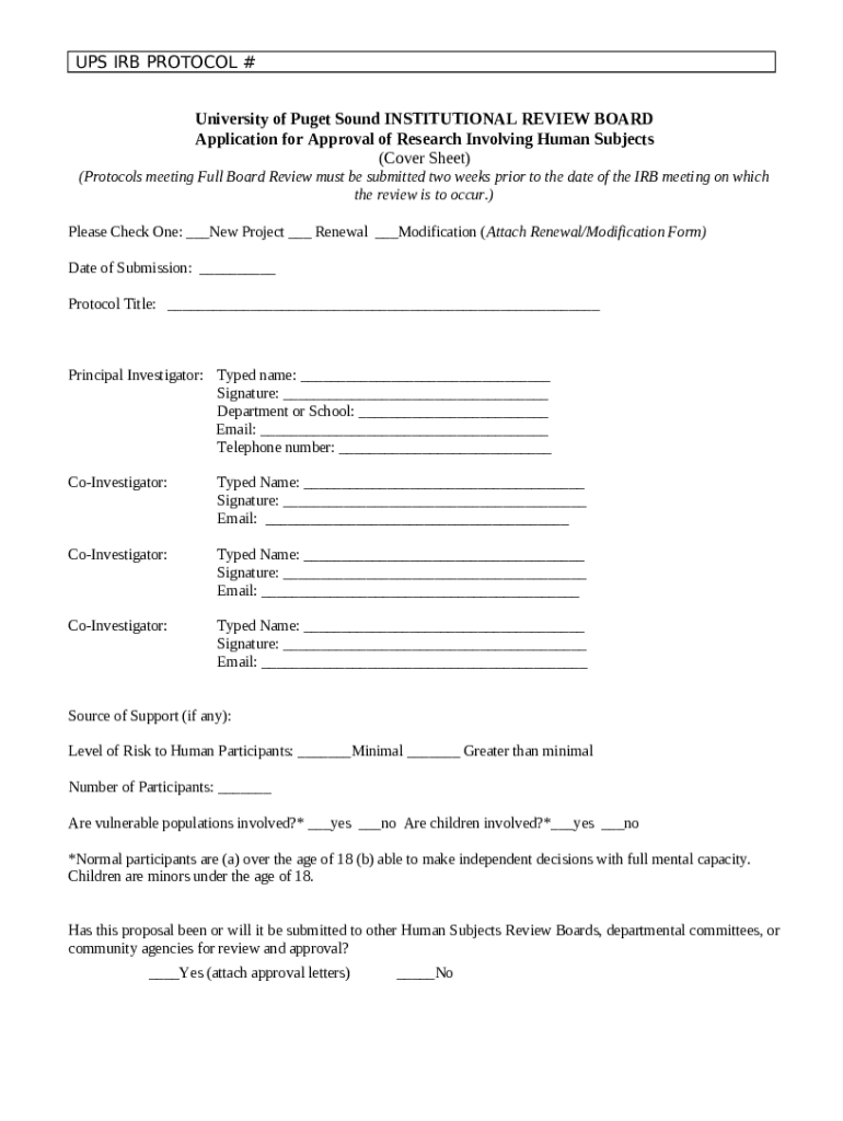 IRB Instructions for IPE Students. - University of Puget Sound Doc ...