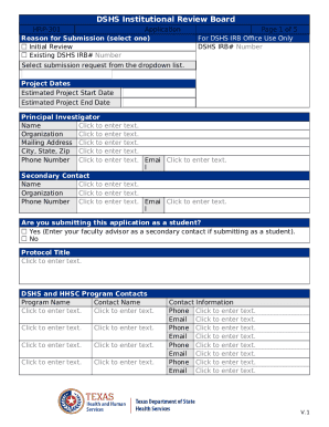 sIRB - Texas Doc Template | pdfFiller