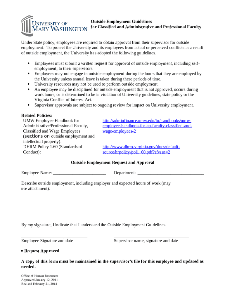 Guidelines On Outside Employment For Full-Time Employees ...