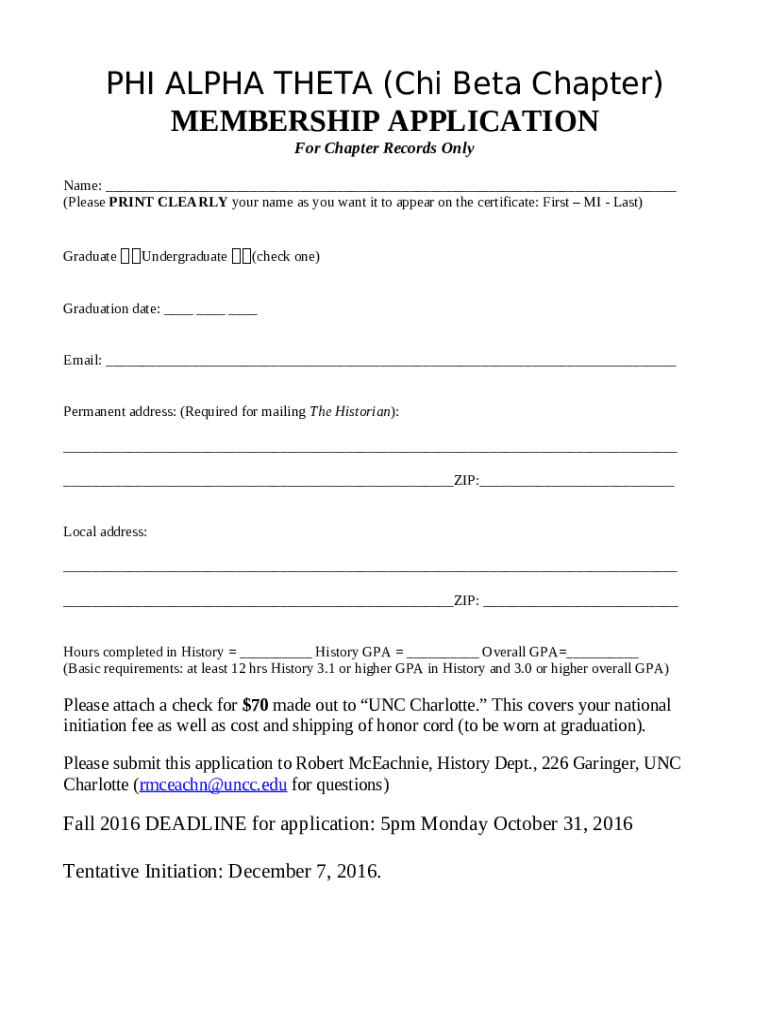 PHI ALPHA THETA (Chi Beta Chapter) MEMBERSHIP APPLICATION - history ...