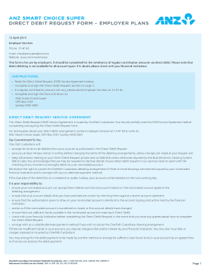 Fillable Online ANZ SMART CHOICE SUPER DIRECT DEBIT REQUEST FORM ... Fax Email Print - pdfFiller